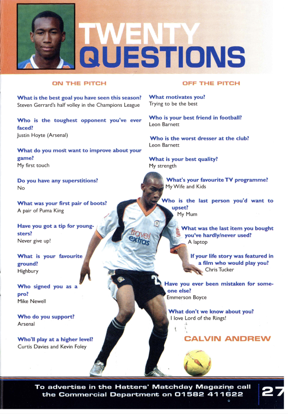 Calvin Andrew | Hatters Heritage | A History of Luton Town FC