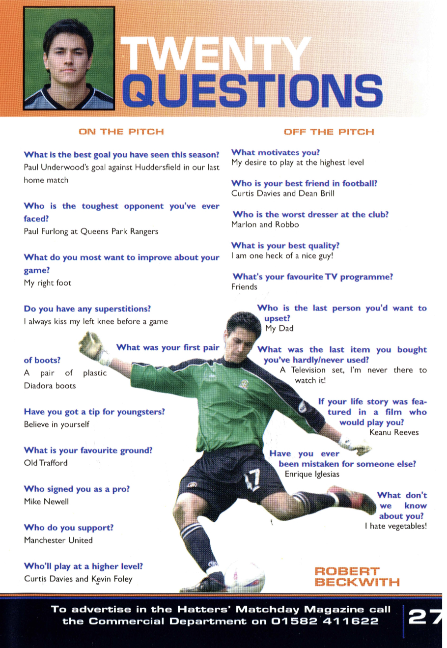 Robert Beckwith | Hatters Heritage | A History of Luton Town FC