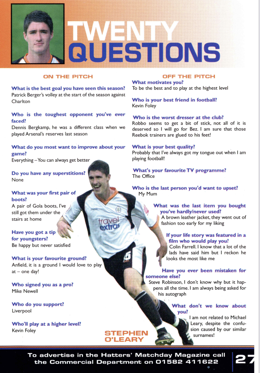 Stephen O'Leary | Hatters Heritage | A History of Luton Town FC