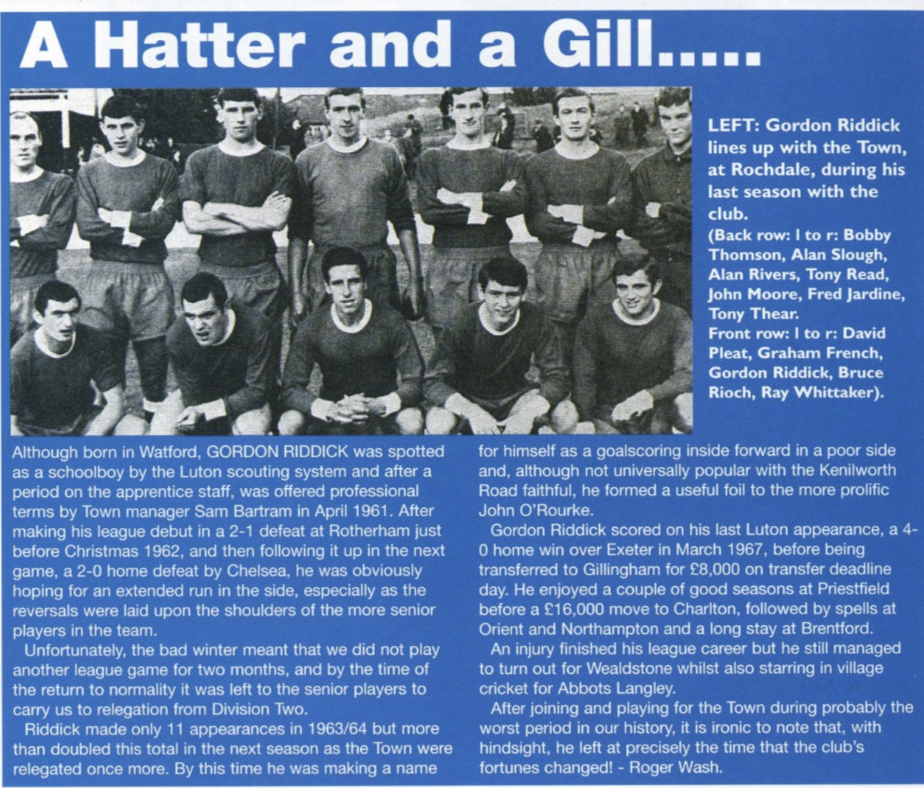 Gordon Riddick | Hatters Heritage | A History of Luton Town FC