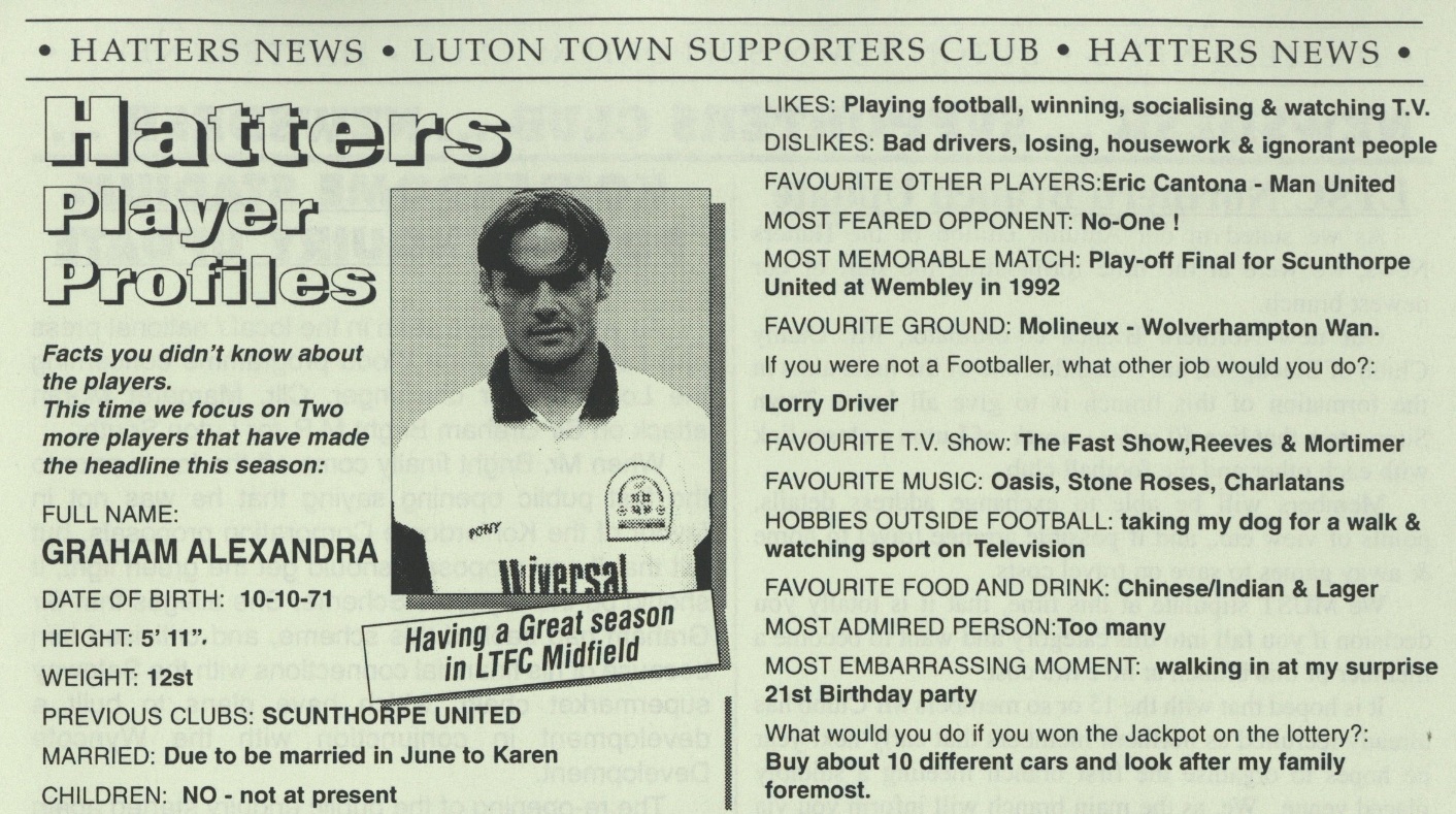 Graham Alexander | Hatters Heritage | A History of Luton Town FC
