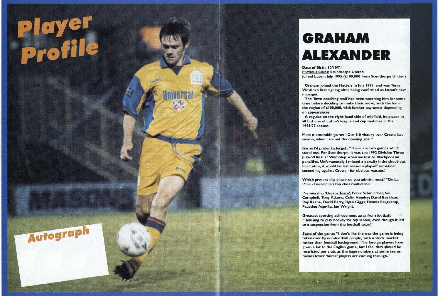 Graham Alexander | Hatters Heritage | A History of Luton Town FC