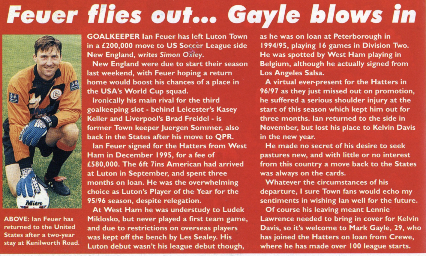 Ian Feuer | Hatters Heritage | A History of Luton Town FC