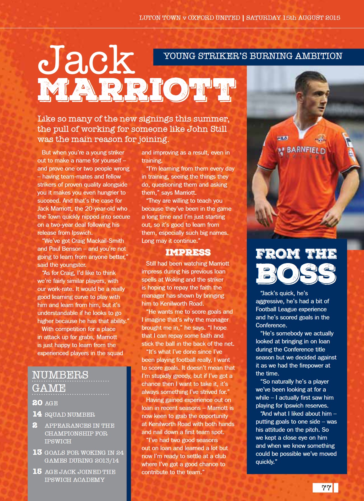 Jack Marriott | Hatters Heritage | A History of Luton Town FC
