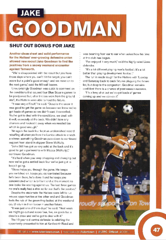 Jake Goodman | Hatters Heritage | A History of Luton Town FC
