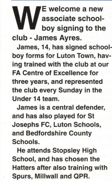 James Ayres | Hatters Heritage | A History of Luton Town FC