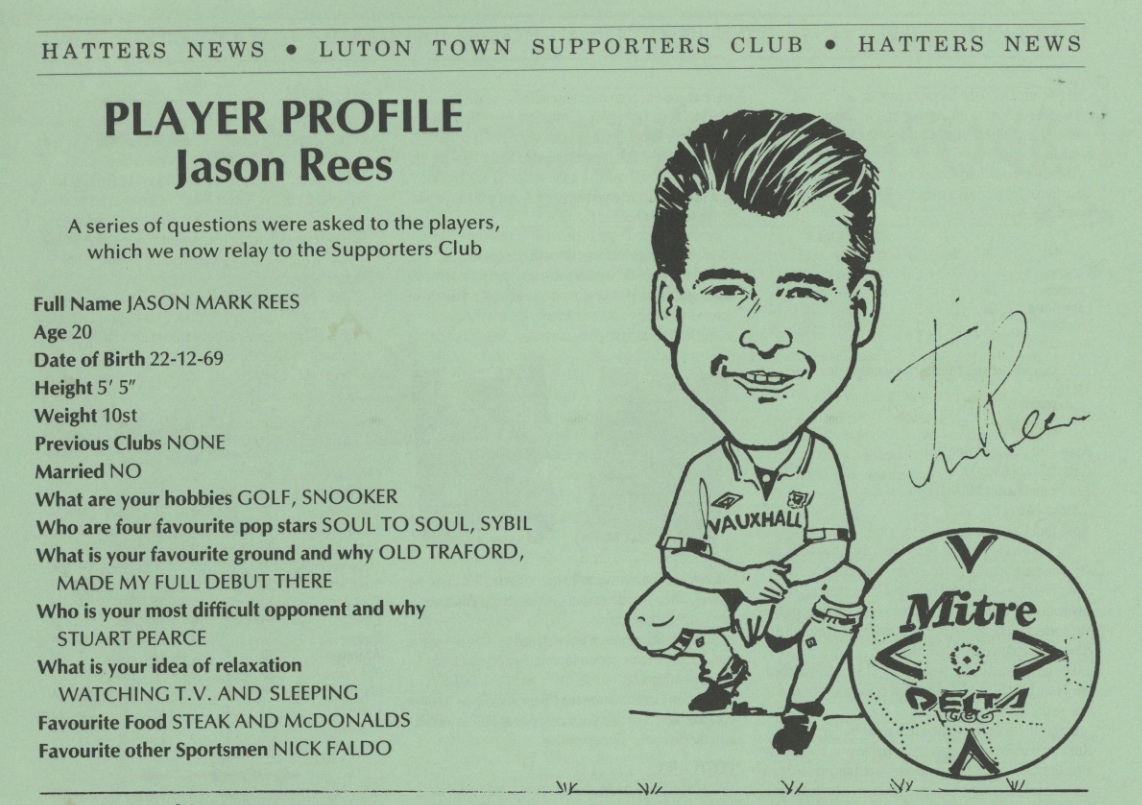 Jason Rees | Hatters Heritage | A History of Luton Town FC