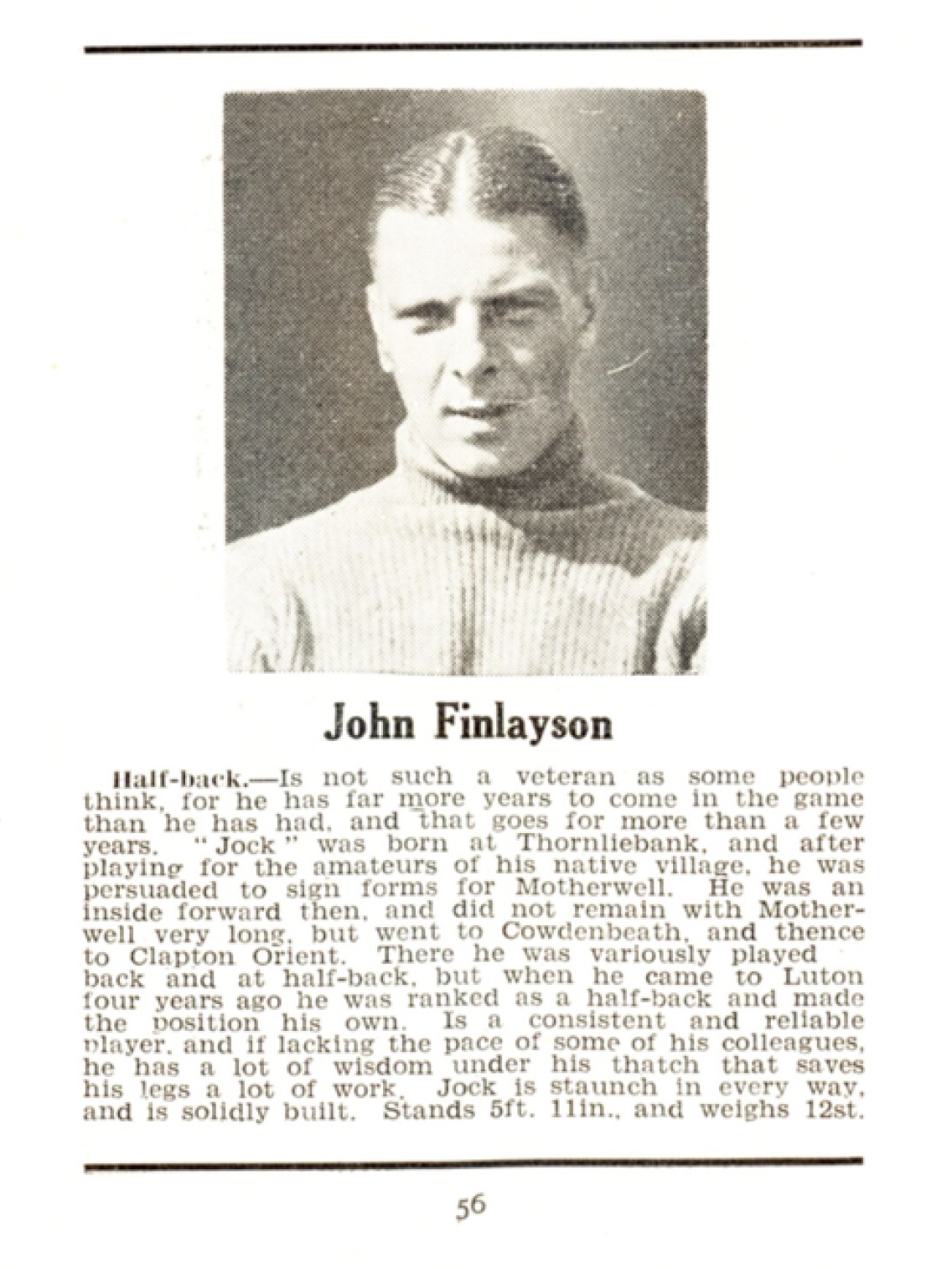 Jock Finlayson | Hatters Heritage | A History of Luton Town FC