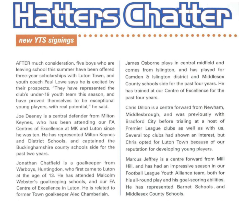 Joe Deeney | Hatters Heritage | A History of Luton Town FC