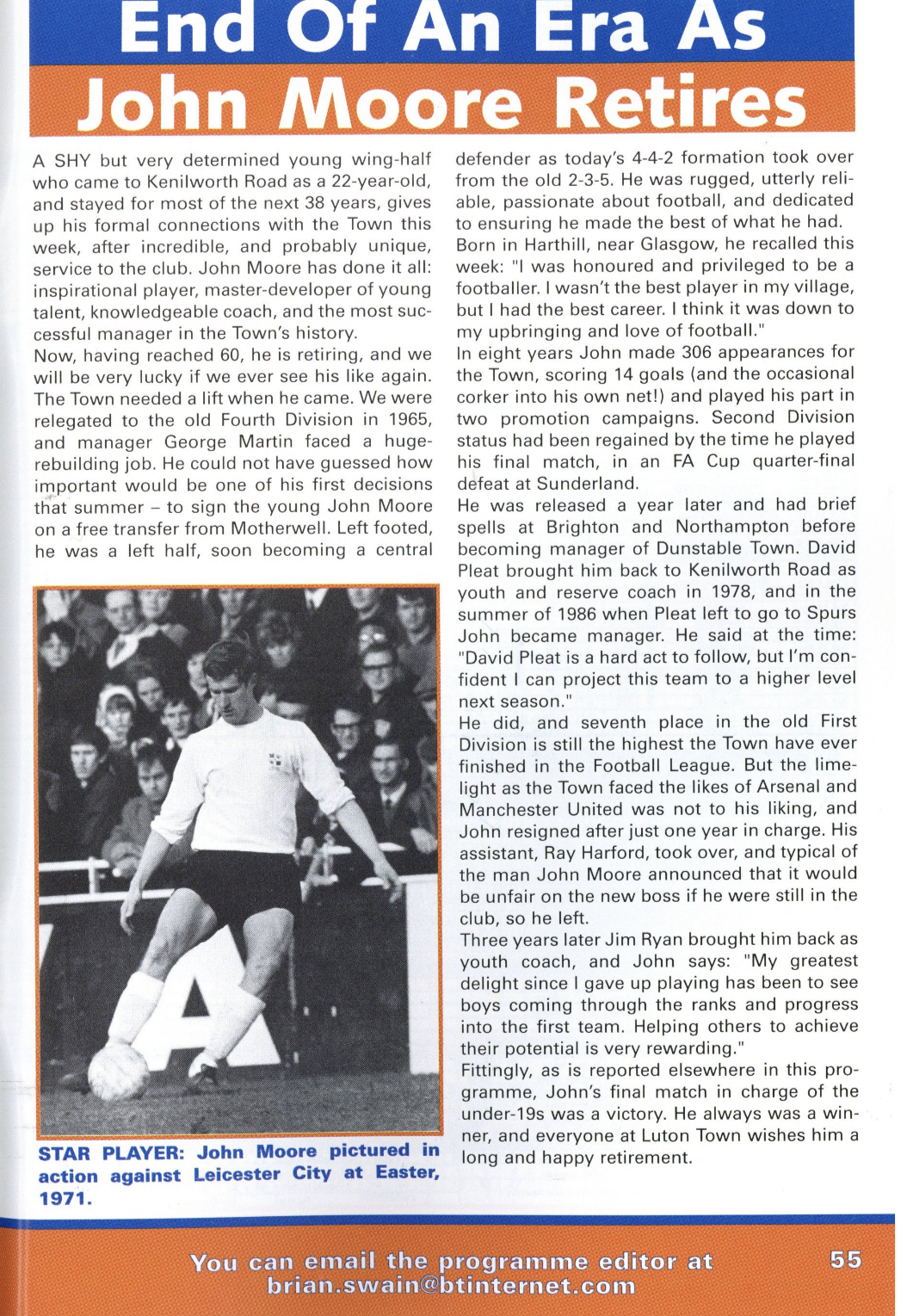 John Moore | Hatters Heritage | A History of Luton Town FC
