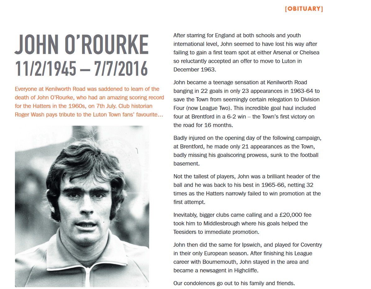 John O'Rourke | Hatters Heritage | A History of Luton Town FC