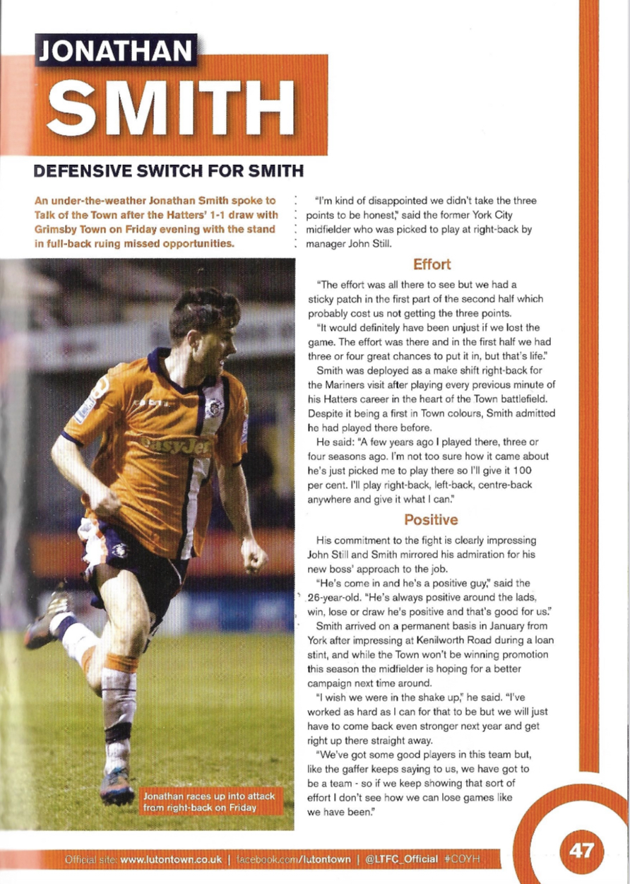 Jonathan Smith | Hatters Heritage | A History of Luton Town FC