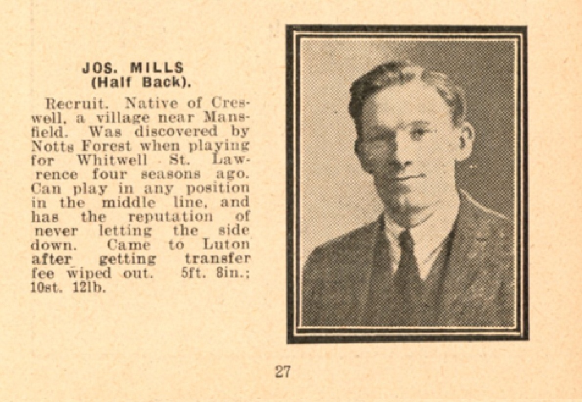 Joe Mills | Hatters Heritage | A History of Luton Town FC