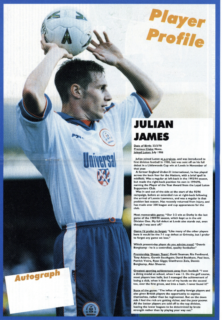 Julian James | Hatters Heritage | A History of Luton Town FC