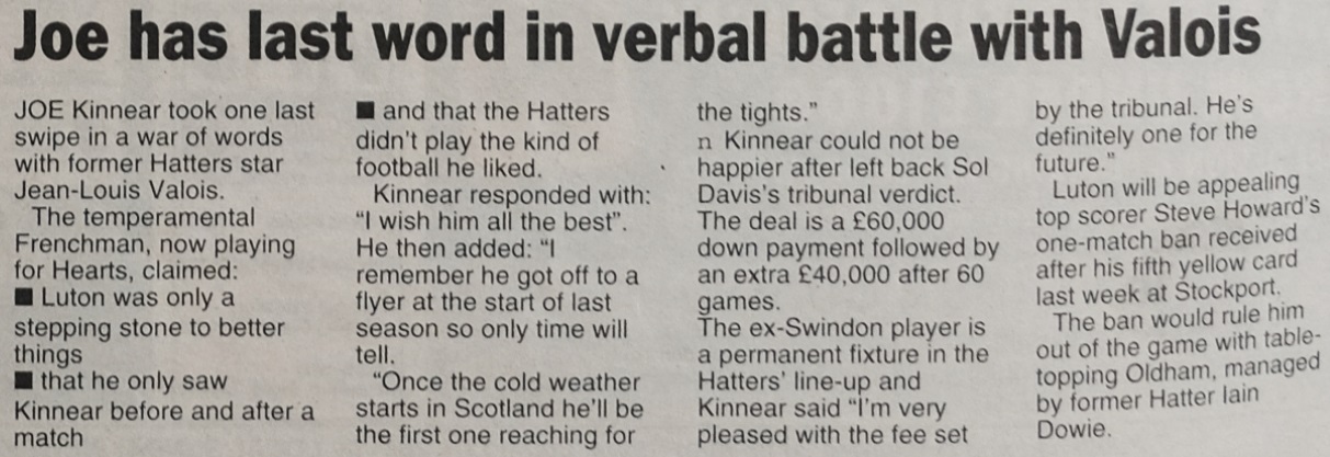 Jean-Louis Valois | Hatters Heritage | A History of Luton Town FC