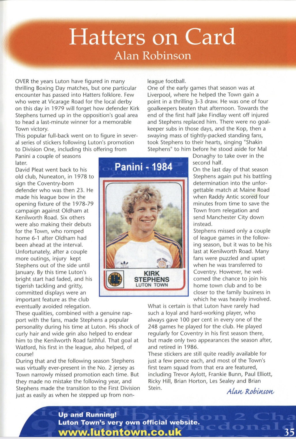 Kirk Stephens | Hatters Heritage | A History of Luton Town FC