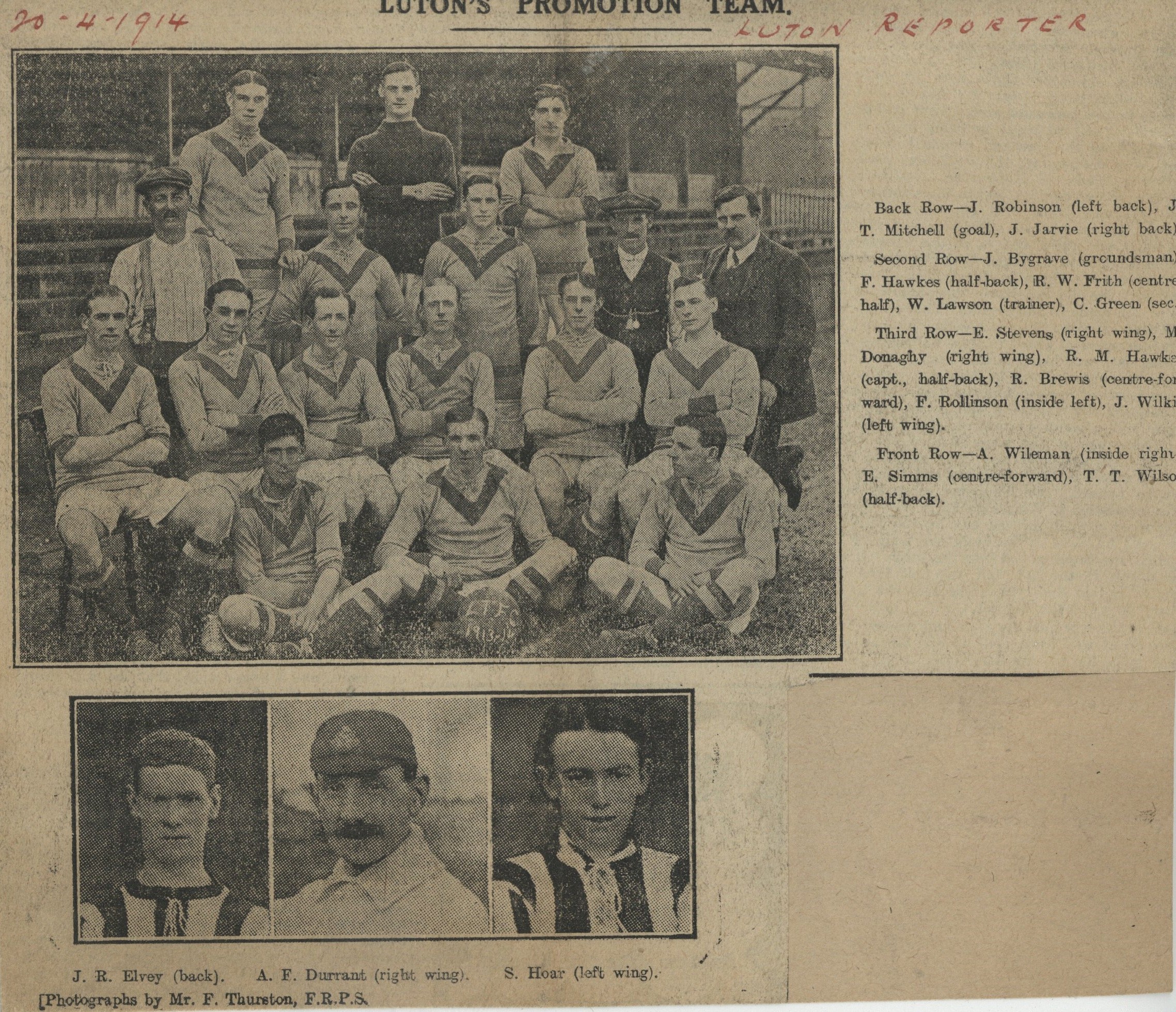 Luton Town Team Photo 1913-14 4 | Hatters Heritage | A History of Luton ...