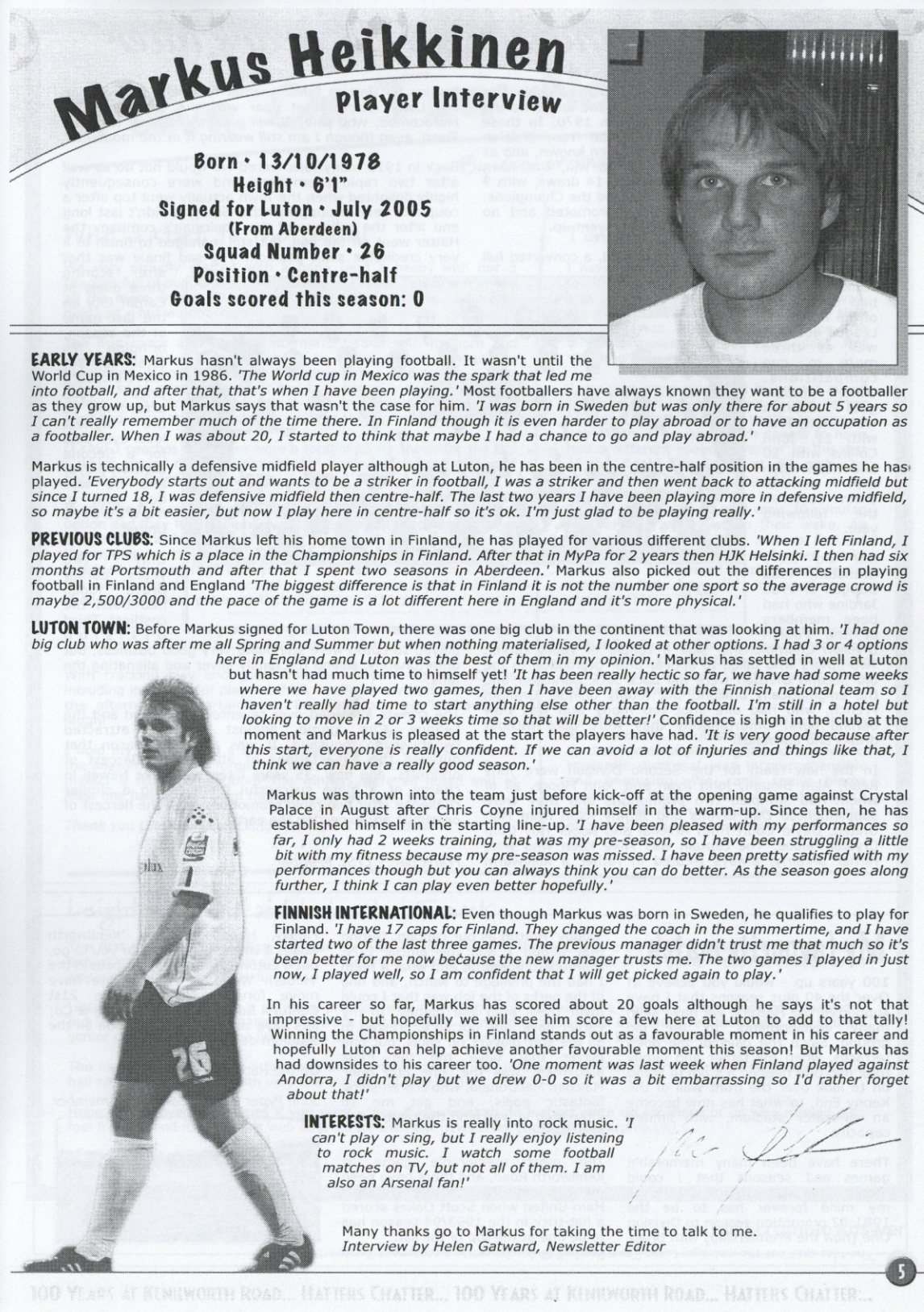 Markus Heikkinen | Hatters Heritage | A History of Luton Town FC