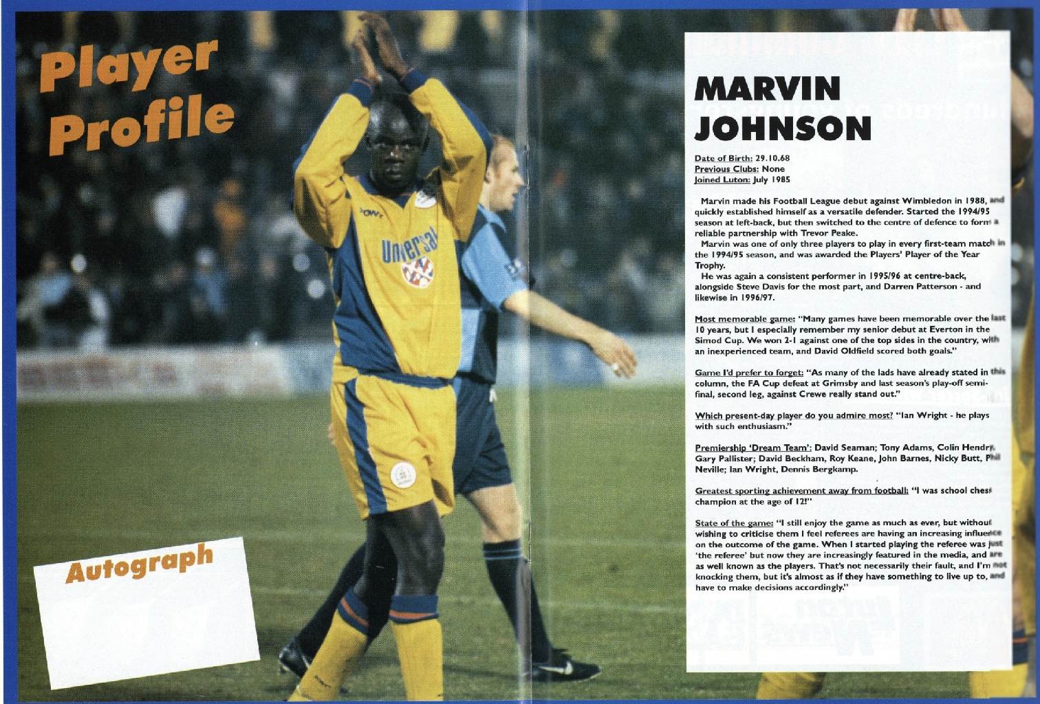 Marvin Johnson | Hatters Heritage | A History of Luton Town FC