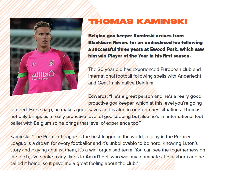 Thomas Kaminski | Hatters Heritage | A History of Luton Town FC