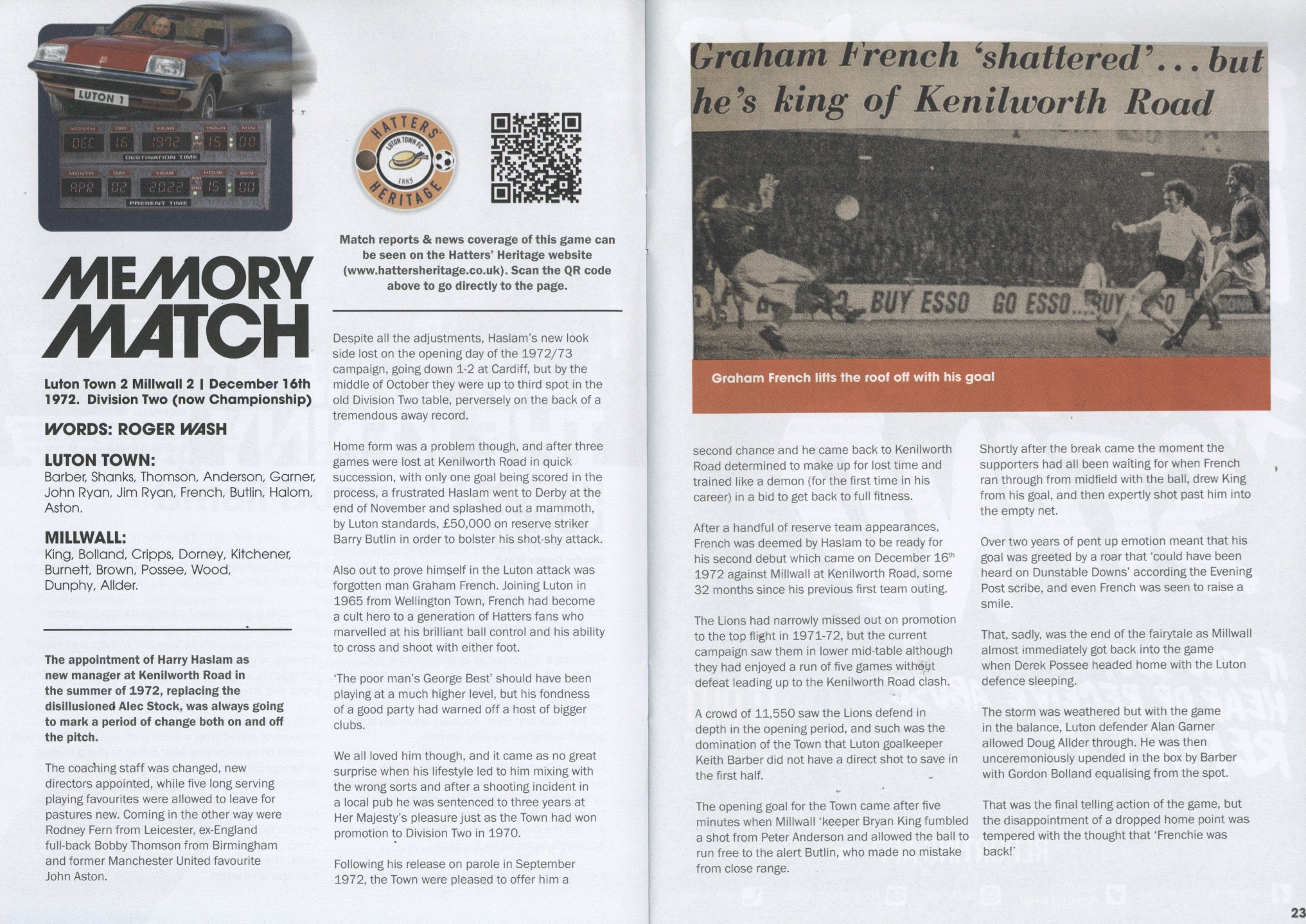 Luton Town FC vs Millwall (16th Dec 1972) | Hatters Heritage | A ...