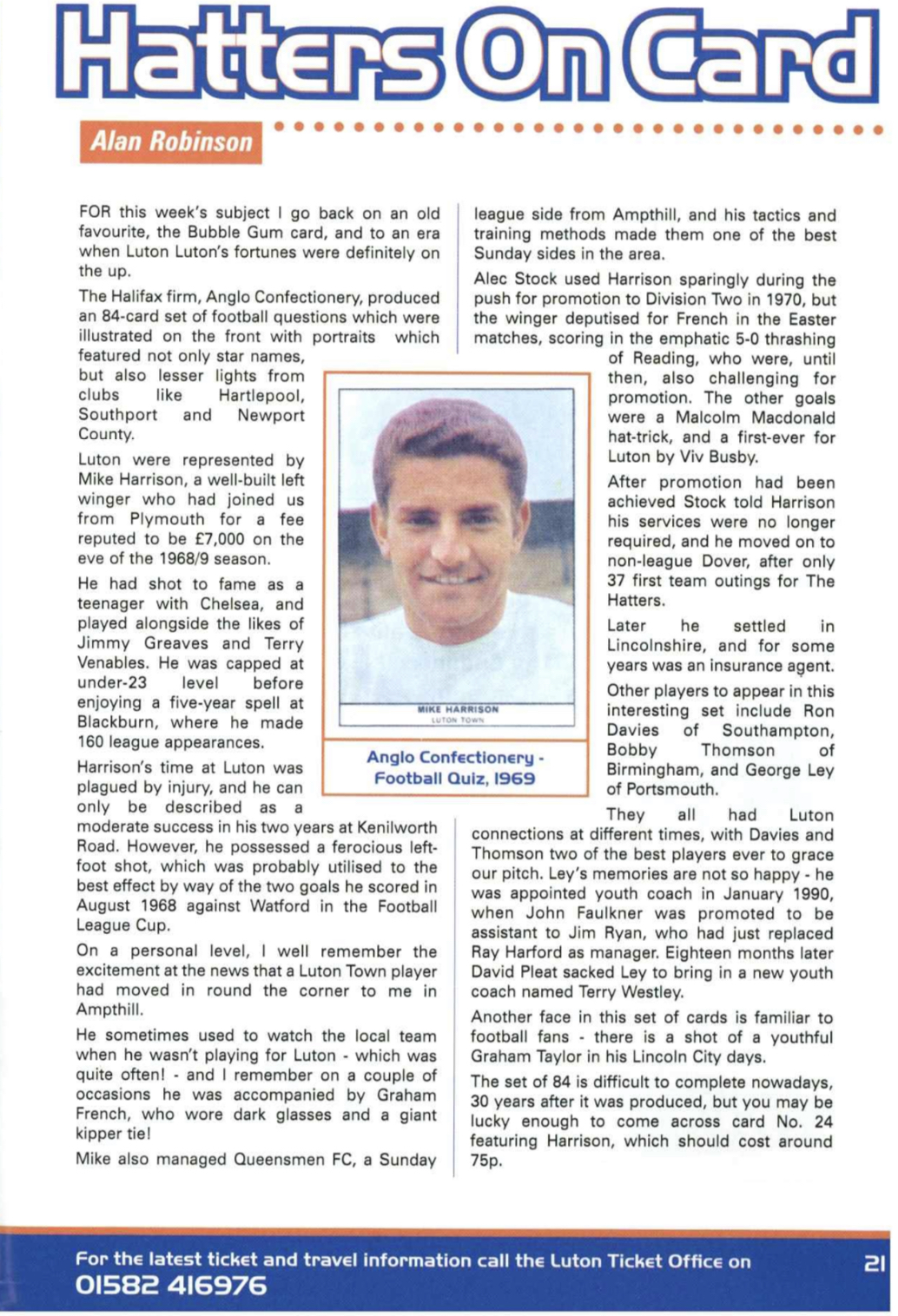 Mike Harrison | Hatters Heritage | A History of Luton Town FC