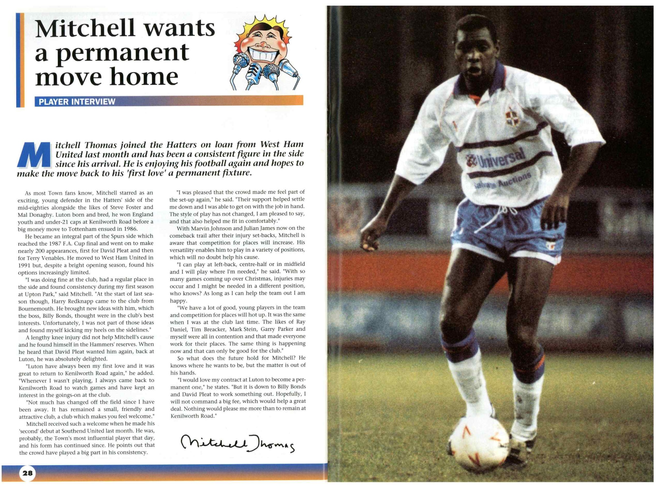 Mitchell Thomas | Hatters Heritage | A History of Luton Town FC