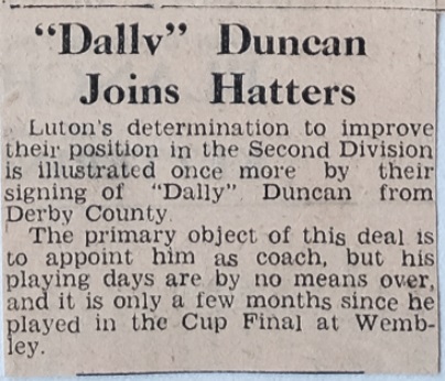 Dally Duncan | Hatters Heritage | A History of Luton Town FC
