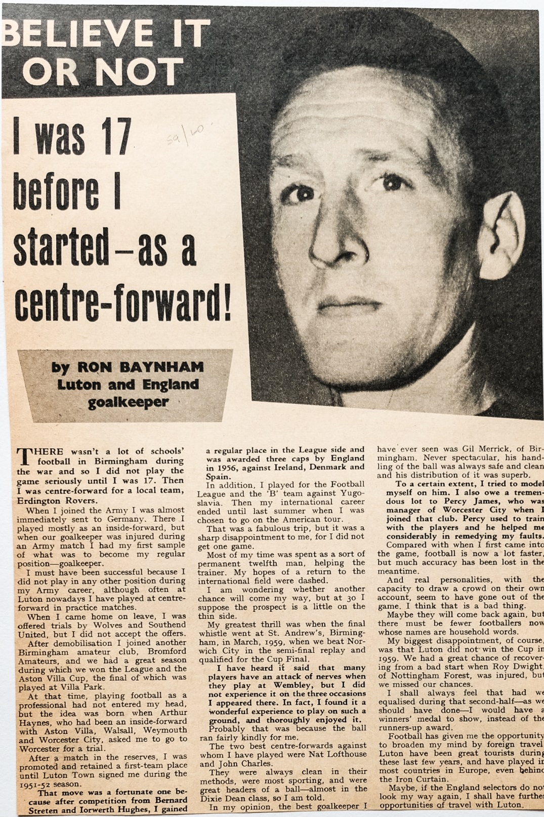 Ron Baynham | Hatters Heritage | A History of Luton Town FC