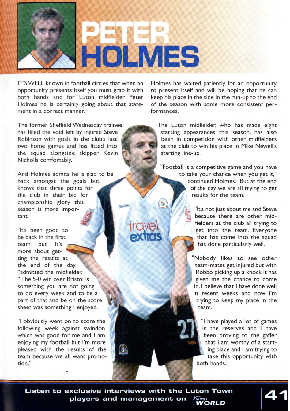 Peter Holmes | Hatters Heritage | A History of Luton Town FC