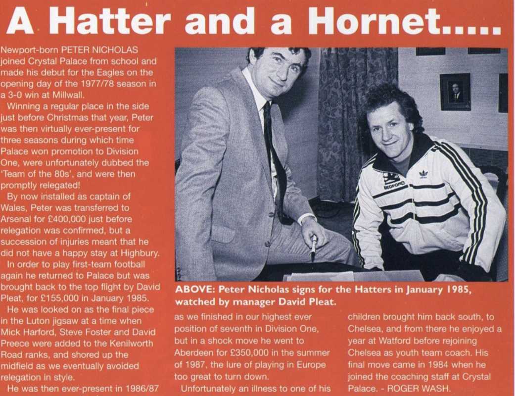 Peter Nicholas | Hatters Heritage | A History of Luton Town FC