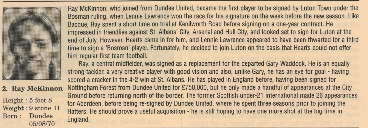Ray McKinnon | Hatters Heritage | A History of Luton Town FC