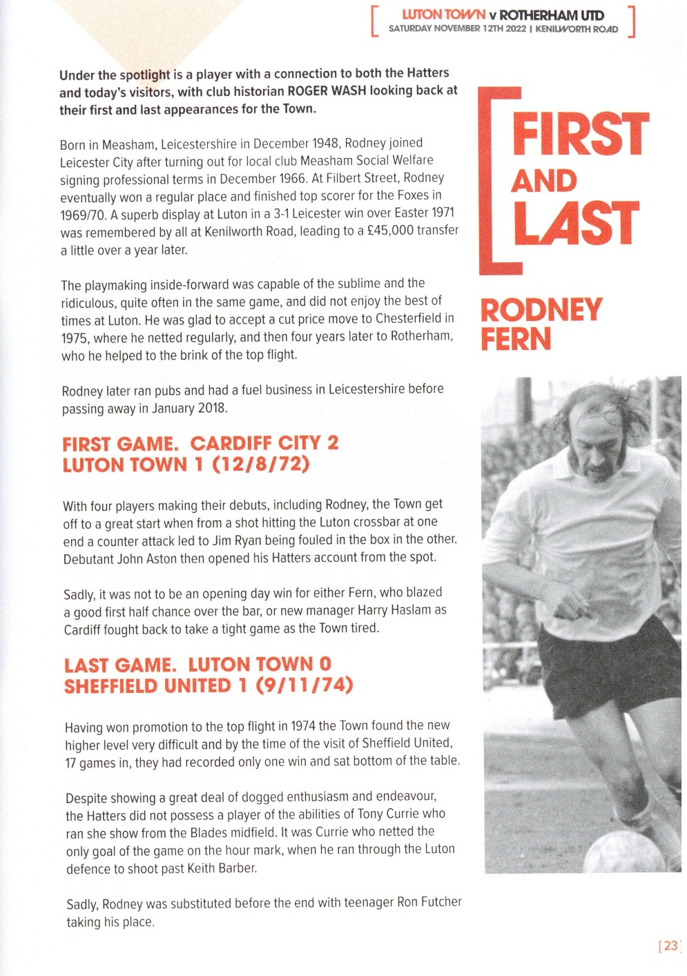 Rodney Fern | Hatters Heritage | A History of Luton Town FC