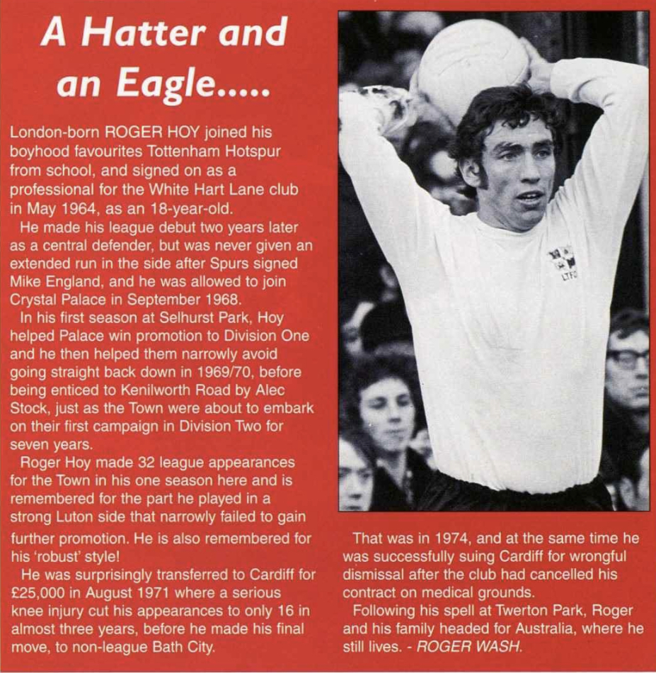 Roger Hoy | Hatters Heritage | A History of Luton Town FC