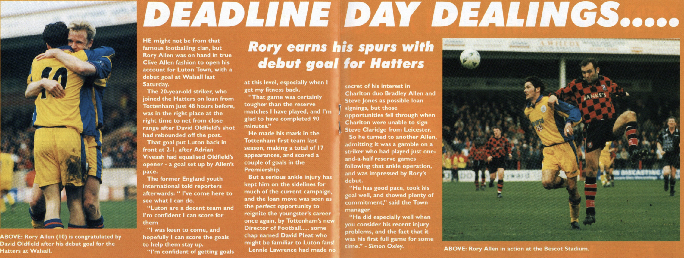 Rory Allen | Hatters Heritage | A History of Luton Town FC