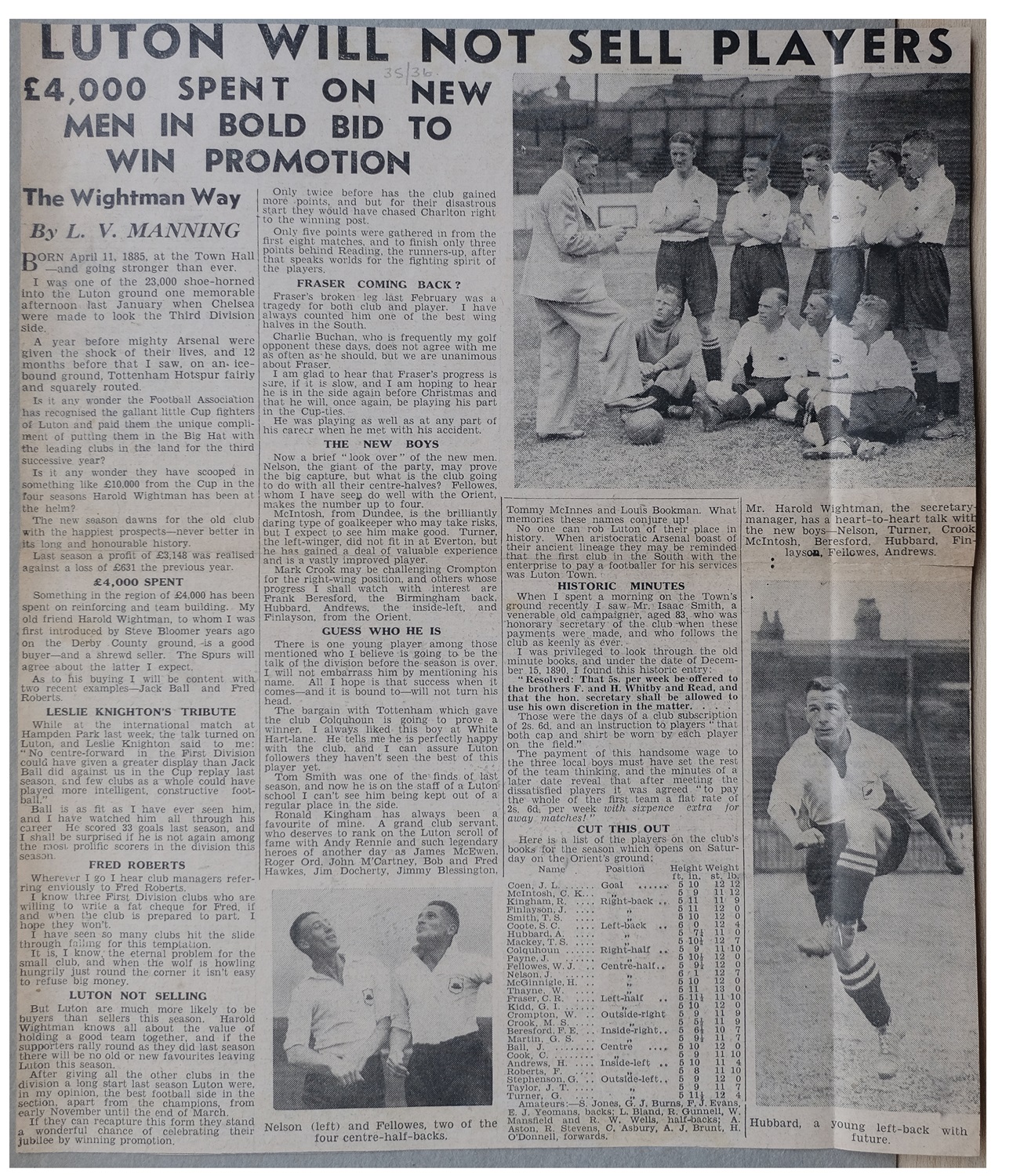 Jock Finlayson | Hatters Heritage | A History of Luton Town FC