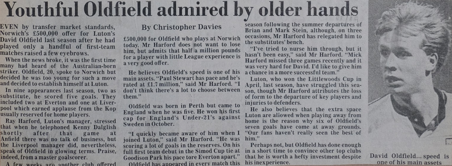 David Oldfield | Hatters Heritage | A History of Luton Town FC