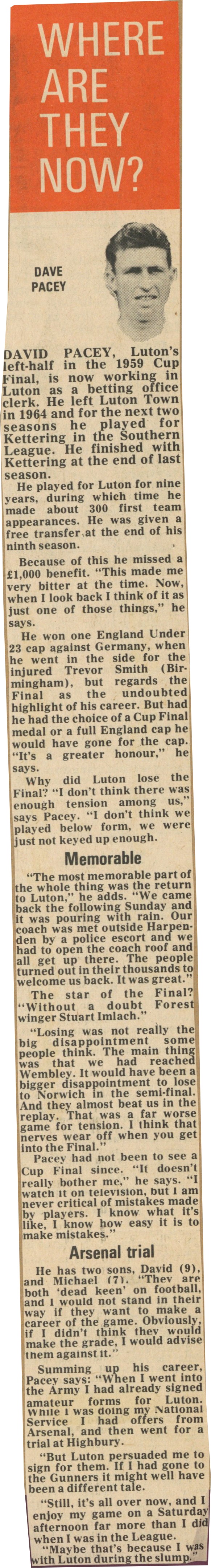 David Pacey | Hatters Heritage | A History of Luton Town FC