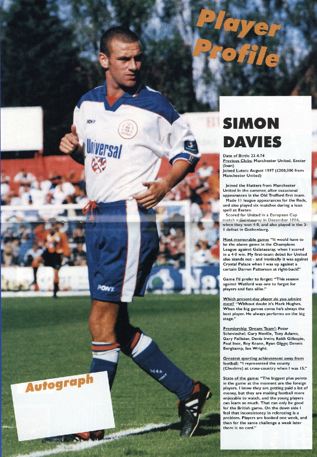 Simon Davies | Hatters Heritage | A History of Luton Town FC