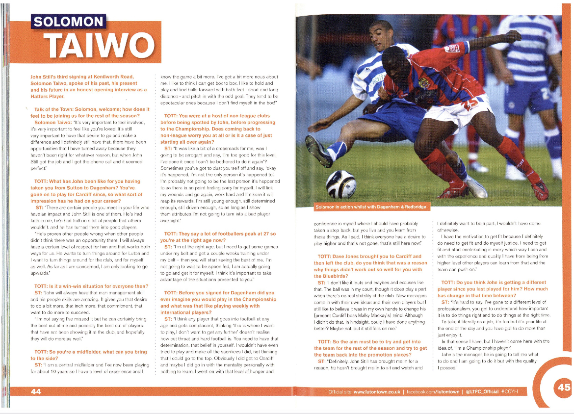 Solomon Taiwo | Hatters Heritage | A History of Luton Town FC