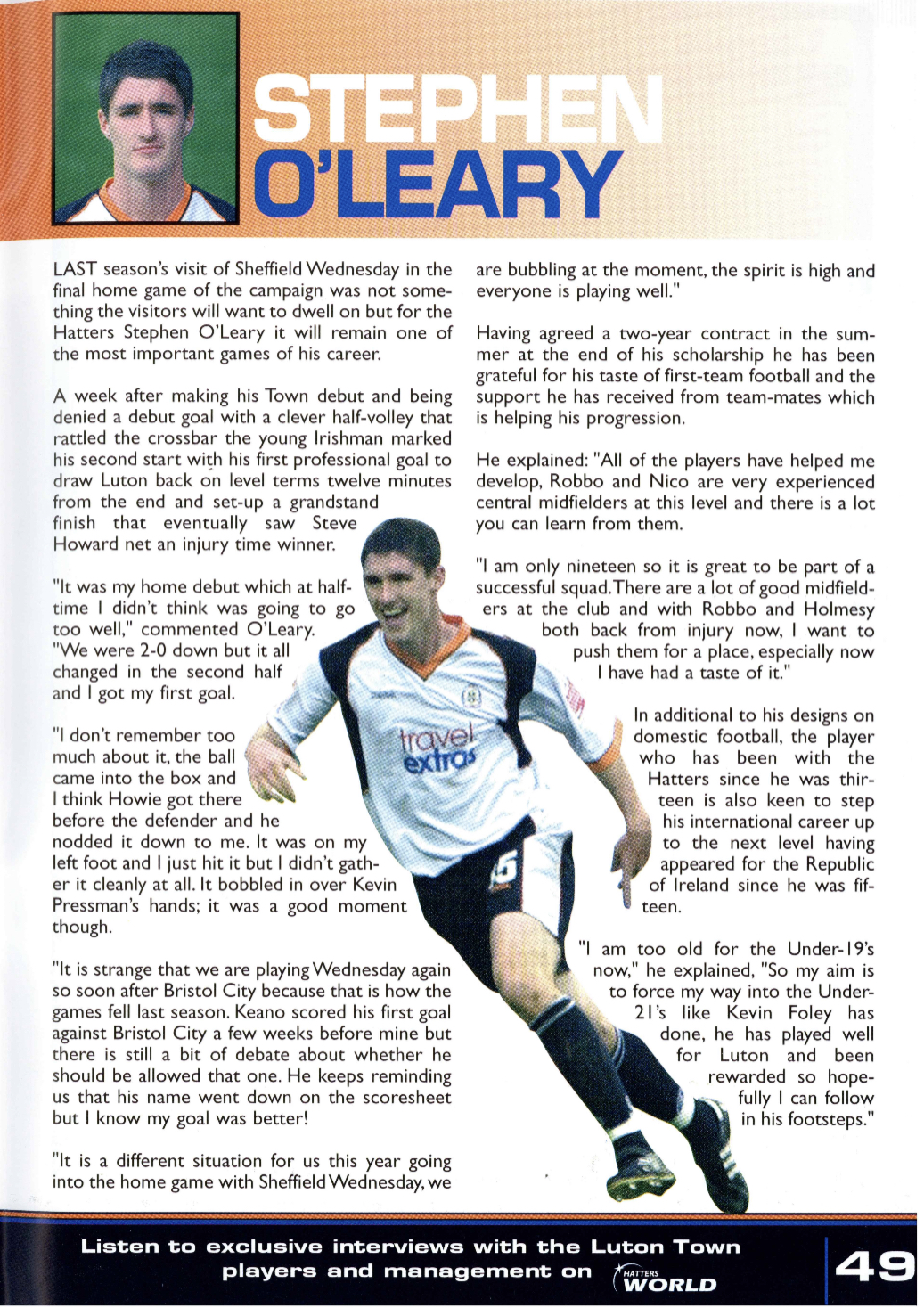 Stephen O'Leary | Hatters Heritage | A History of Luton Town FC
