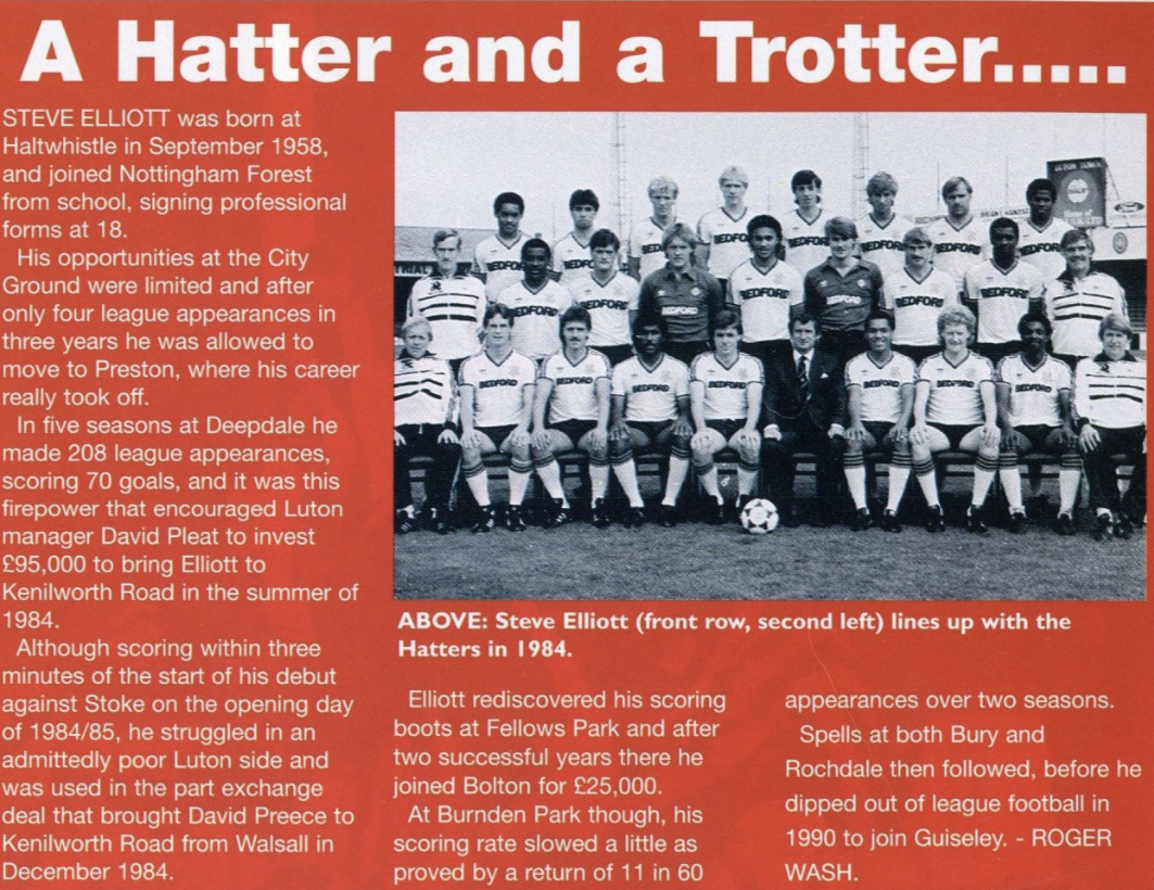 Steve Elliott | Hatters Heritage | A History of Luton Town FC