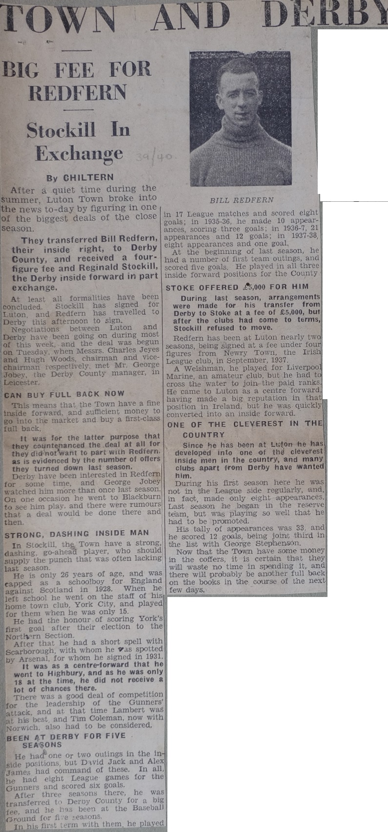 Billy Redfern | Hatters Heritage | A History of Luton Town FC