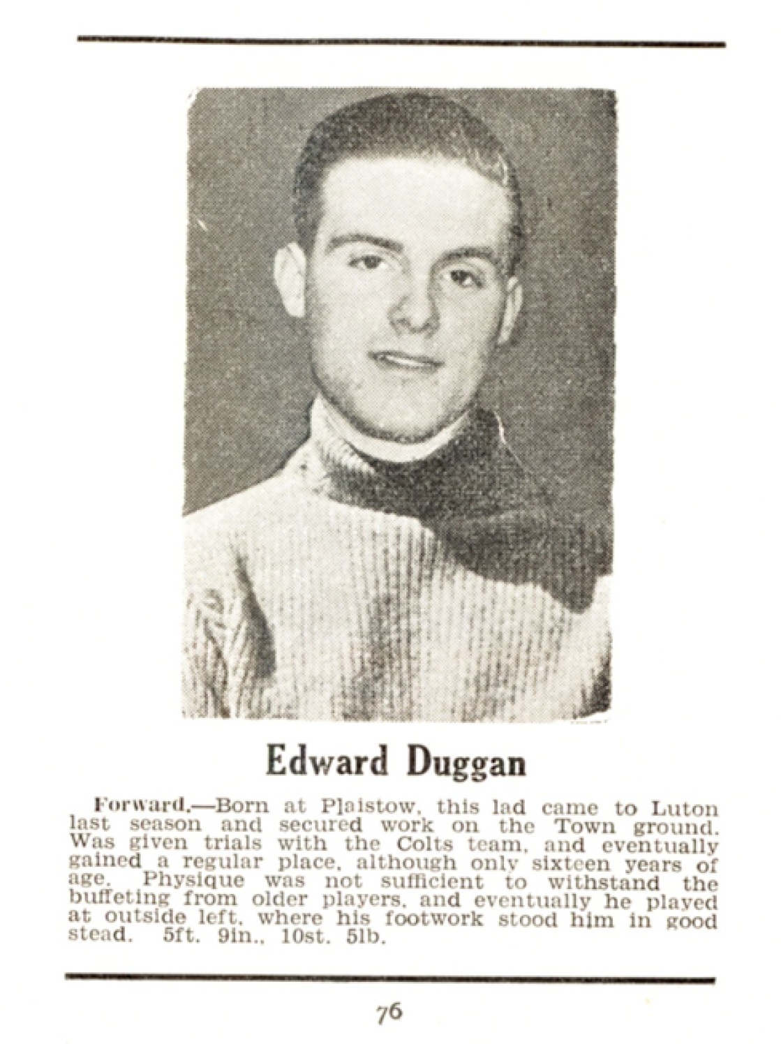 Ted Duggan | Hatters Heritage | A History of Luton Town FC