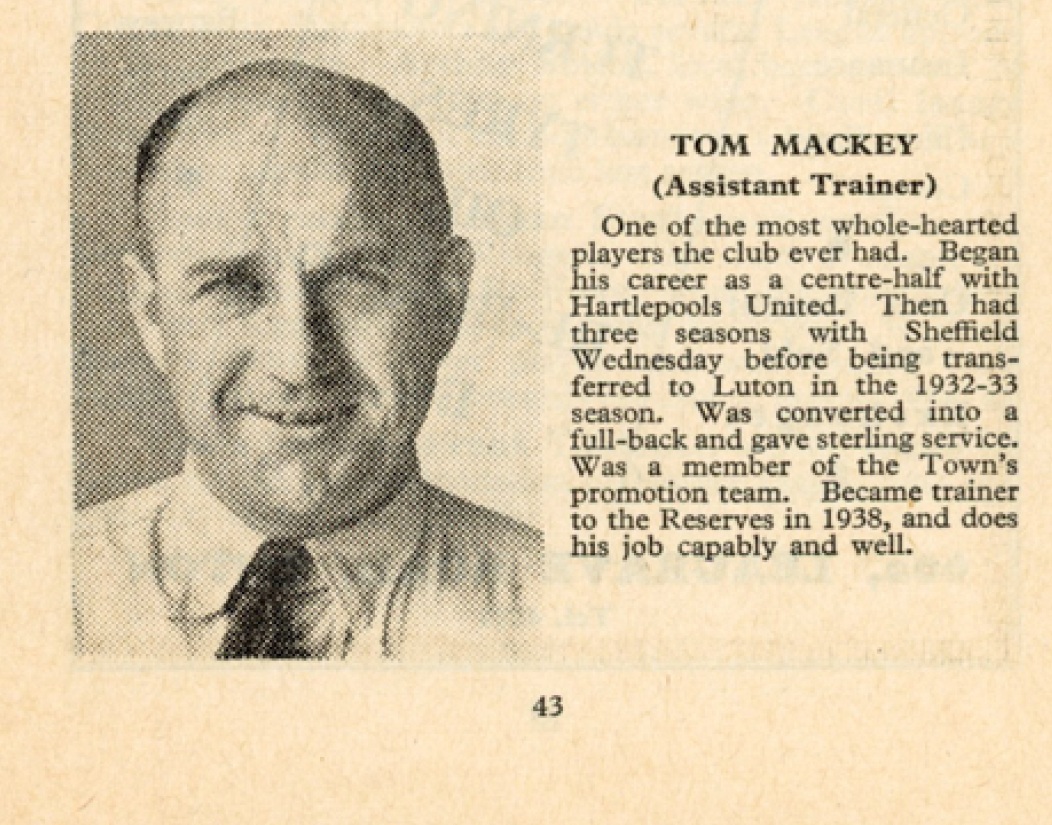 Tom Mackey | Hatters Heritage | A History of Luton Town FC