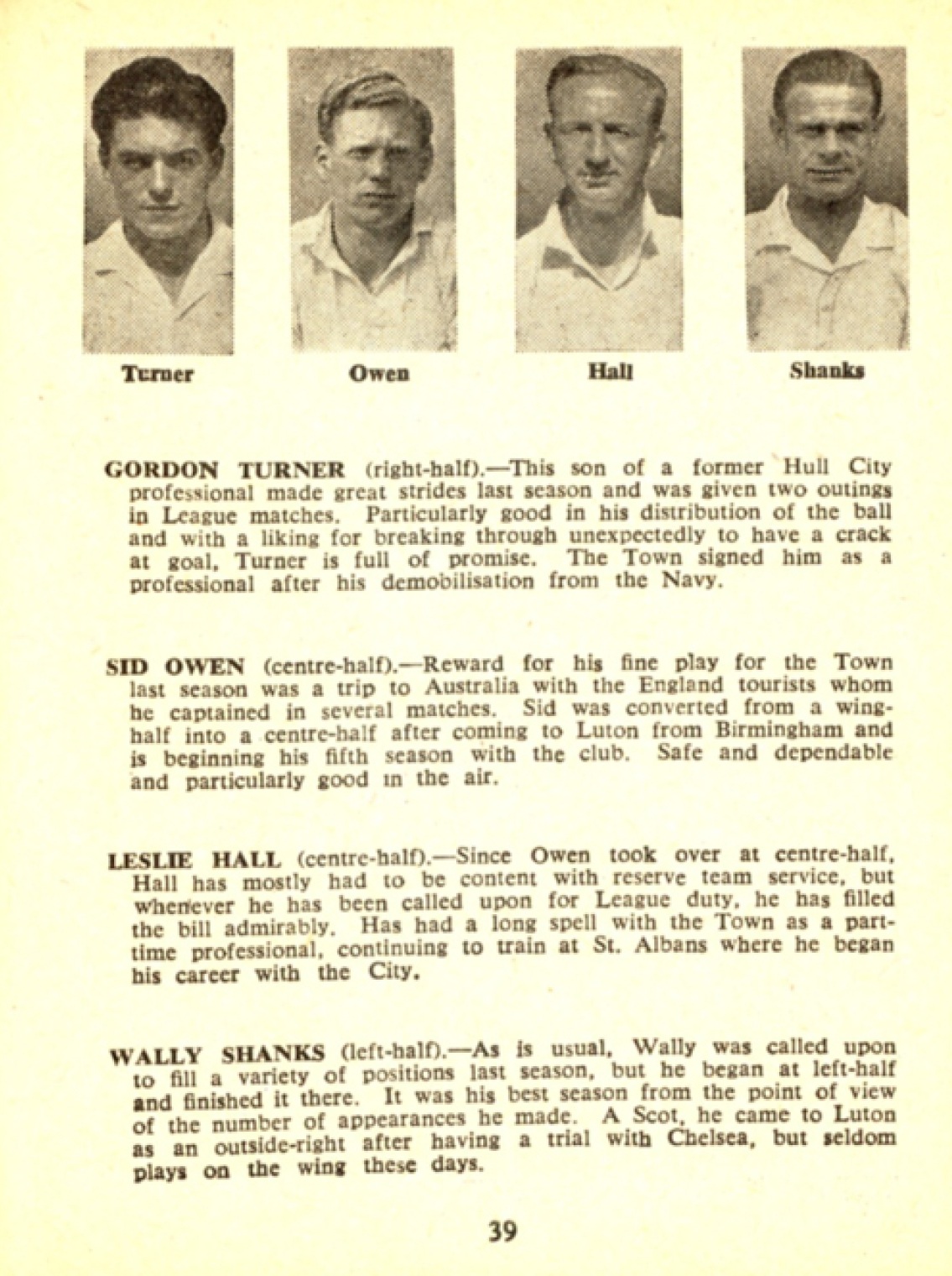 Wally Shanks | Hatters Heritage | A History of Luton Town FC