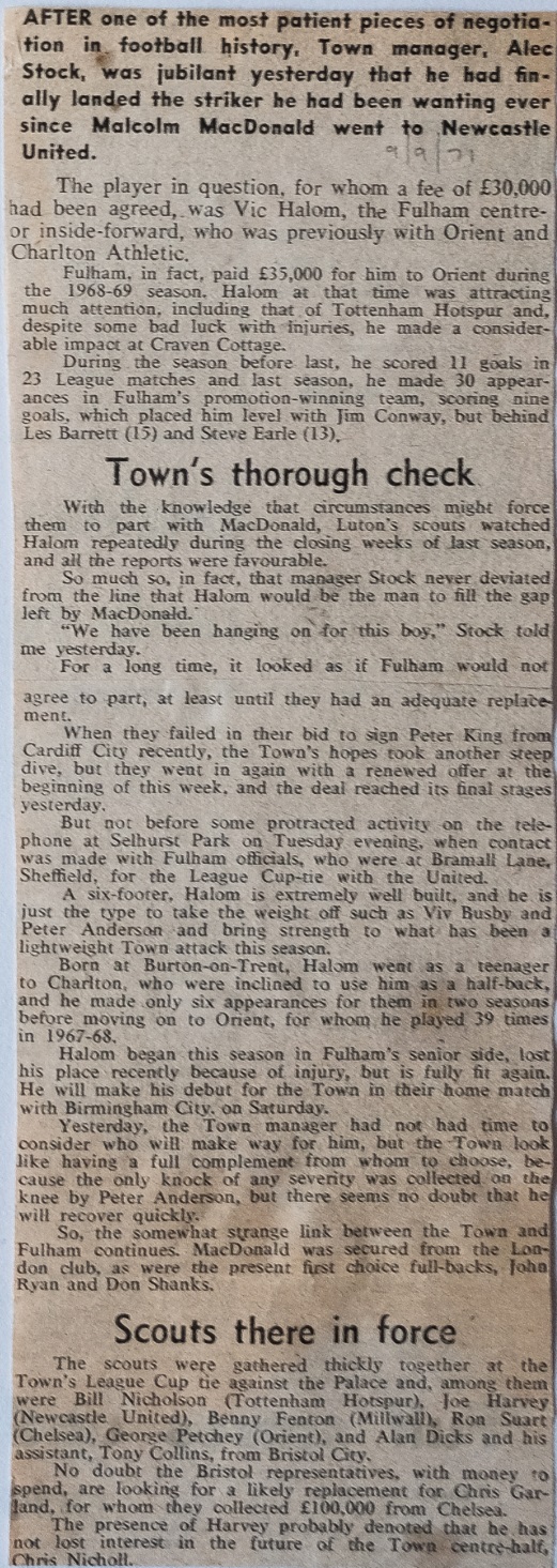 Vic Halom | Hatters Heritage | A History of Luton Town FC
