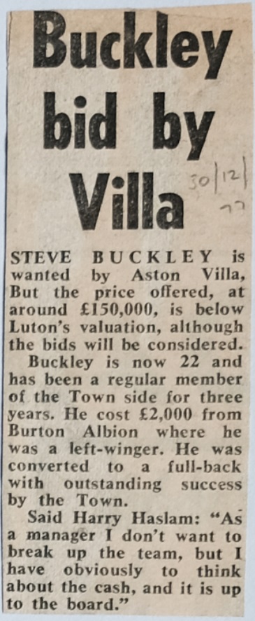 Steve Buckley | Hatters Heritage | A History of Luton Town FC