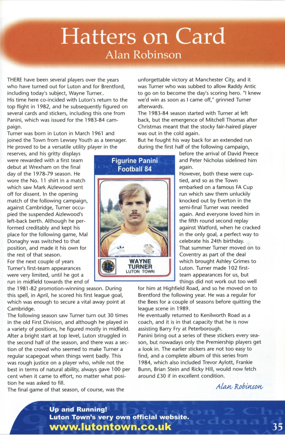 Wayne Turner | Hatters Heritage | A History of Luton Town FC