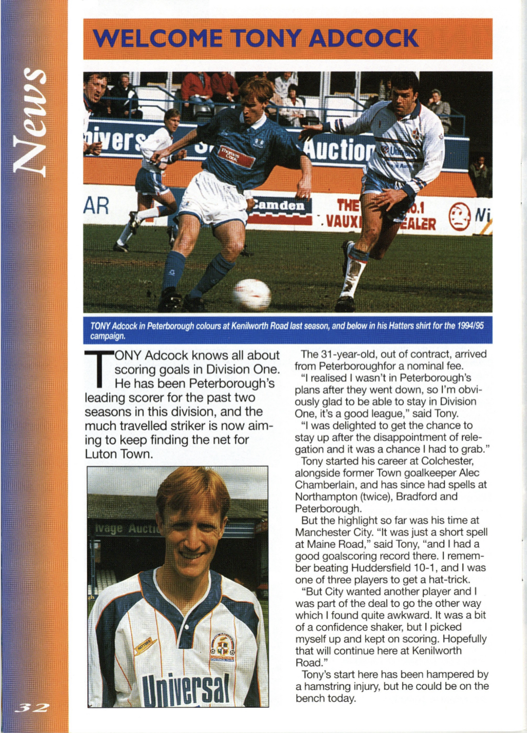 Tony Adcock | Hatters Heritage | A History of Luton Town FC